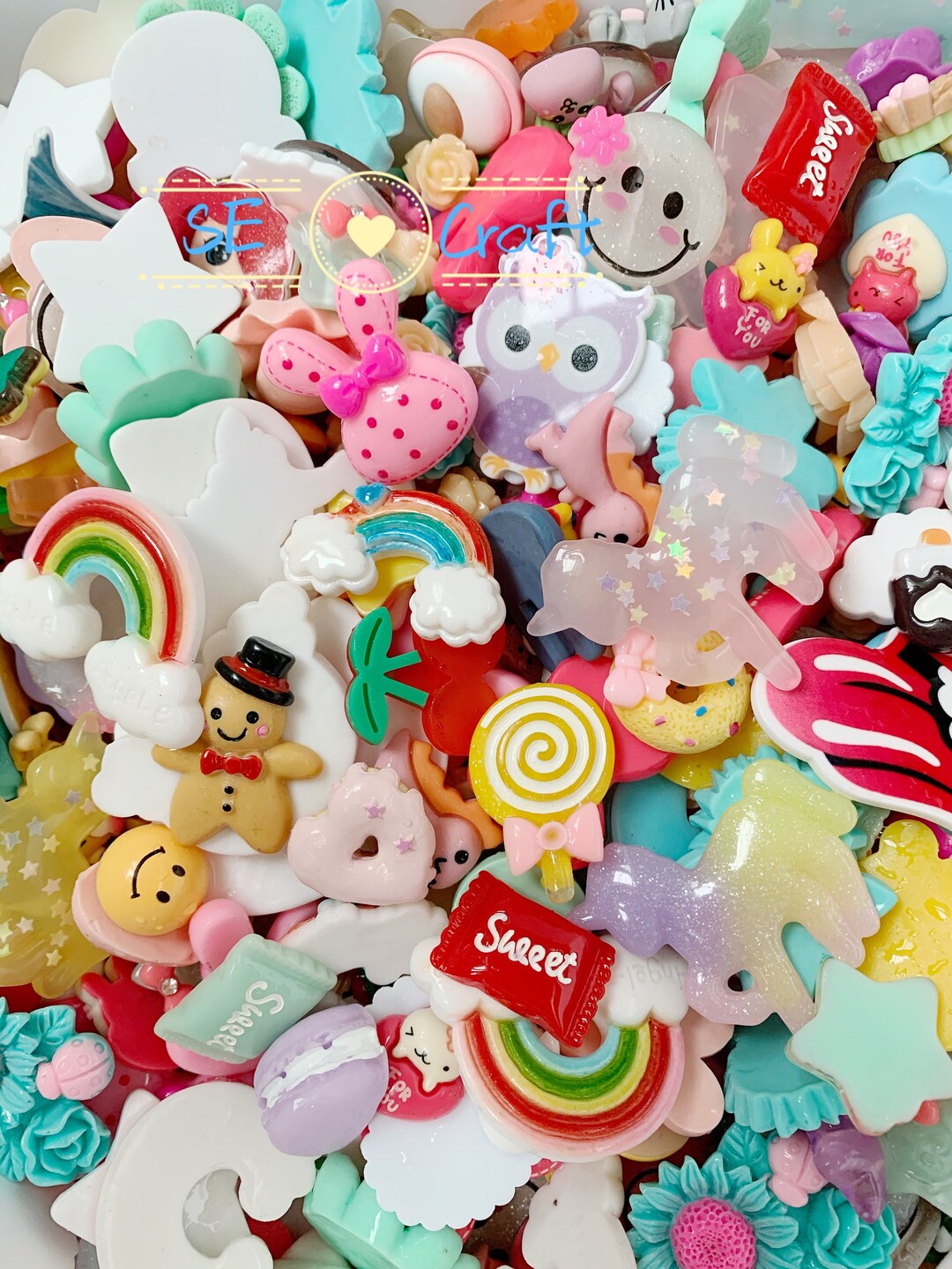 50/100pcs Assorted Random Kawaii Resin Flatback Cabochons Lot Grab Bag ...