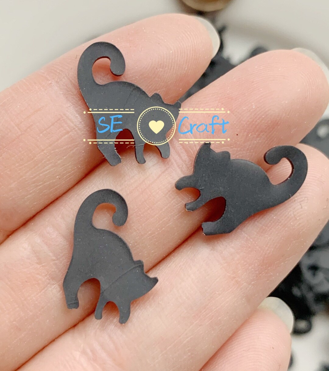 6g 15g 30g Black Cat Halloween Kitten Fimo Slice, Animal Clay Slice ...