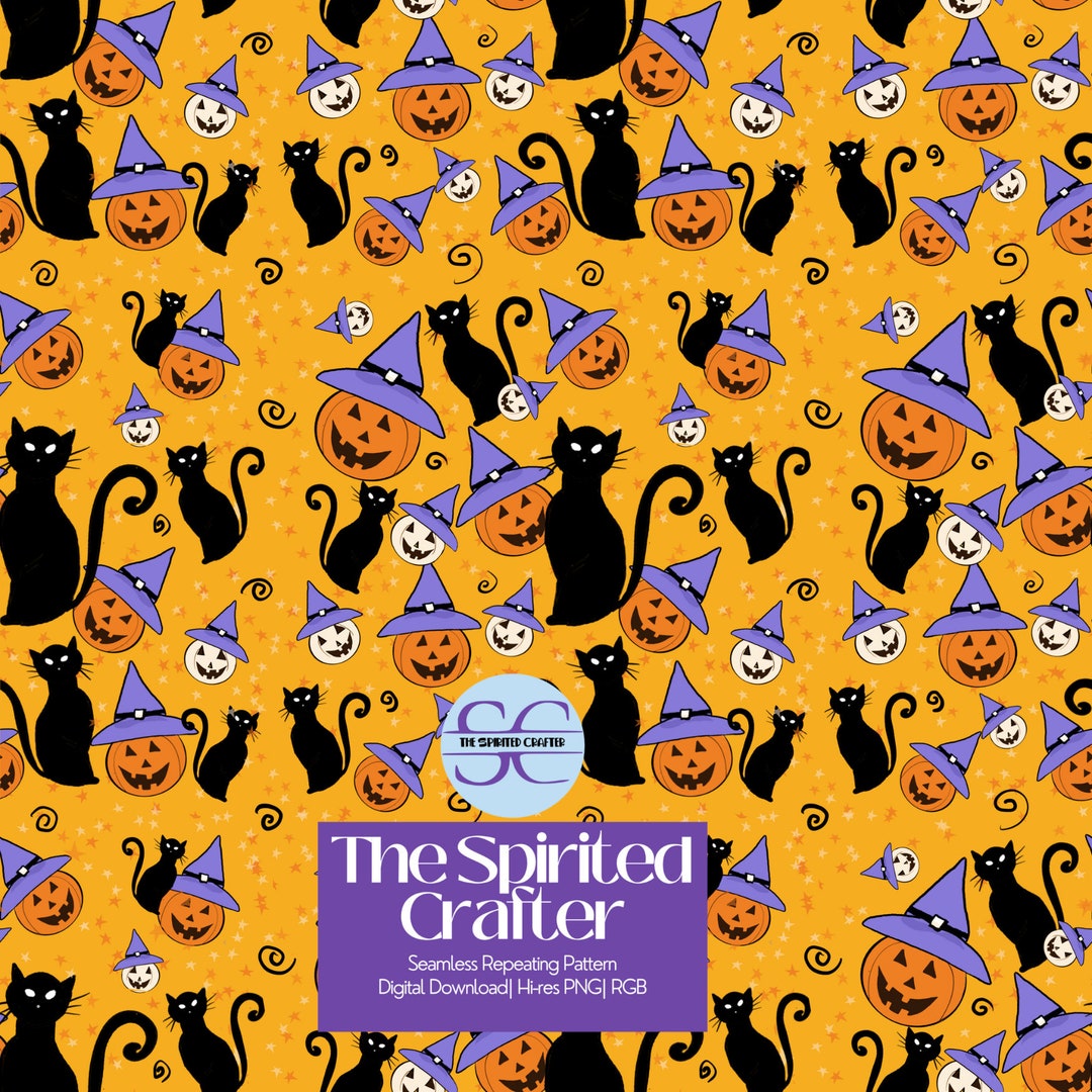 Halloween Digital Paper Halloween Pumpkins and Black Cats - Etsy