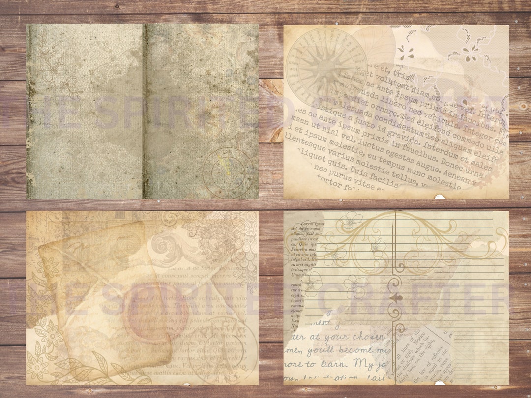 Old Paper Junk Journal Printable, Vintage Scrapbooking Paper, Digital ...
