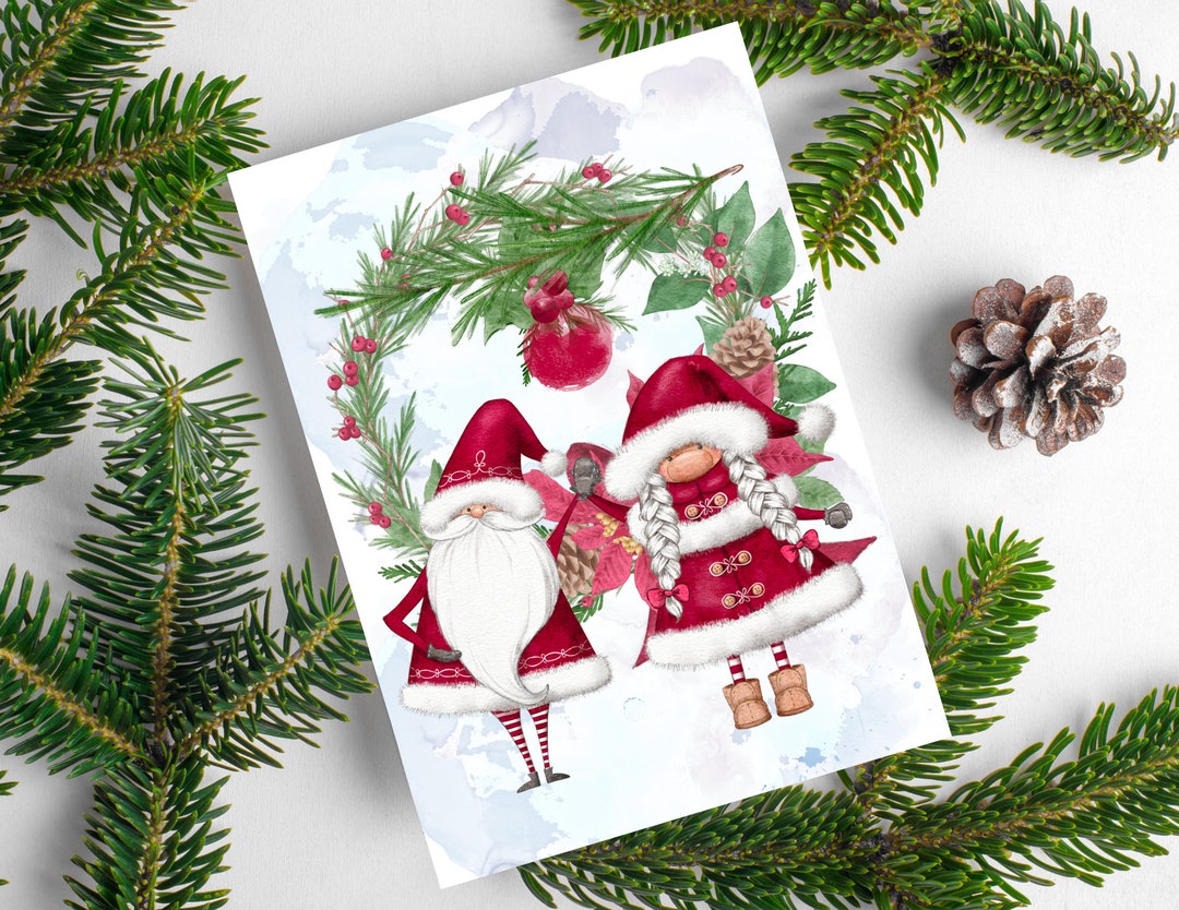 Printable Santa Card Downloadable Santa and Mrs. Claus Card - Etsy