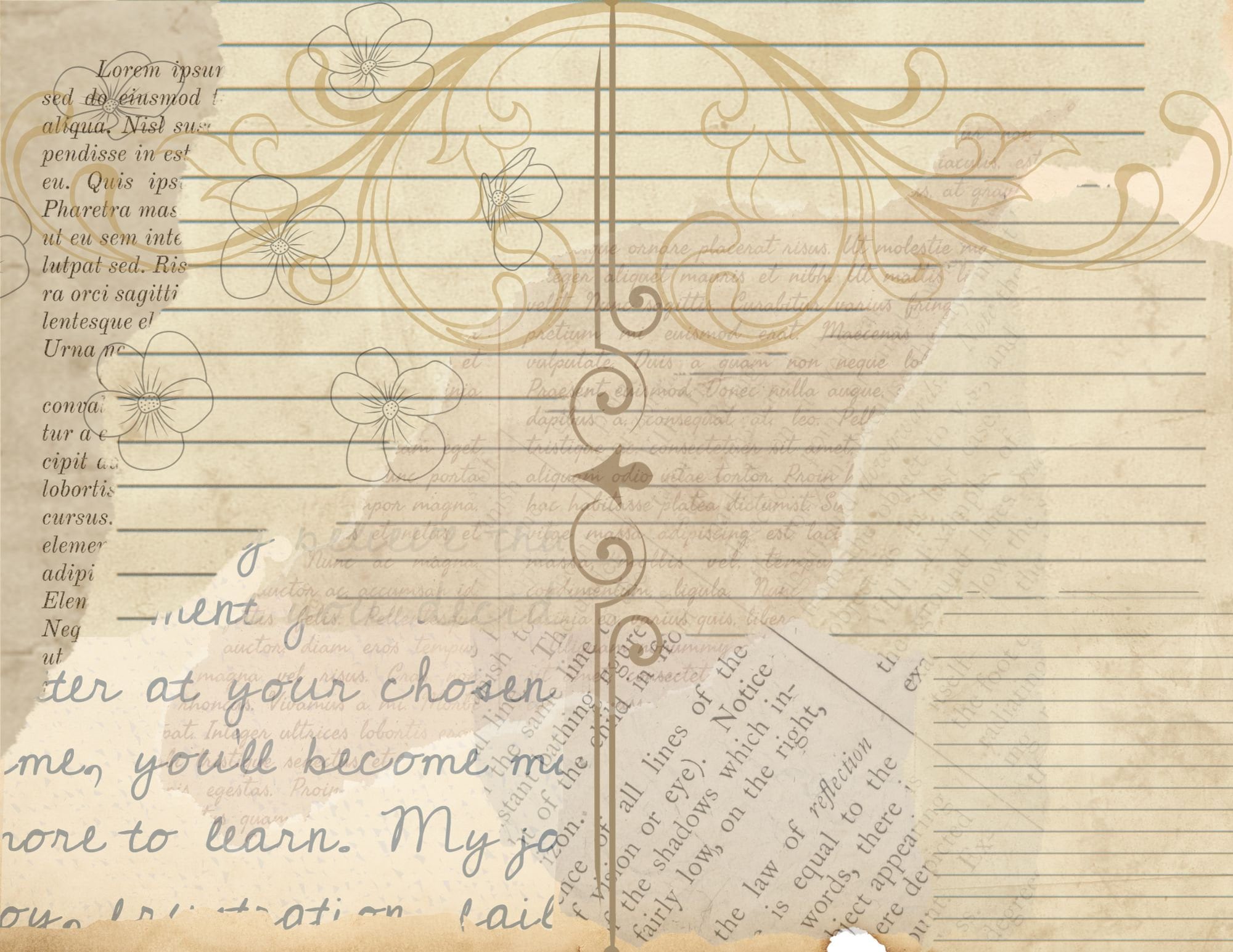 Old Paper Junk Journal Printable, Vintage Scrapbooking Paper, Digital ...