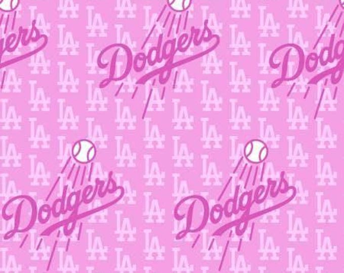 LA Dodgers Baseball Fabric 100% Cotton Pink Breast Cancer Awareness ...