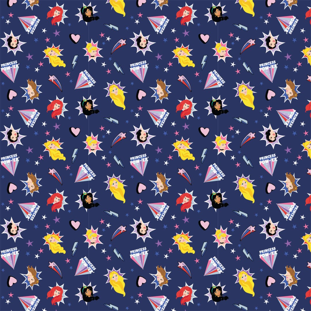 Disney Princess Power Tossed Princess Burst Navy Cotton Fabric Etsy