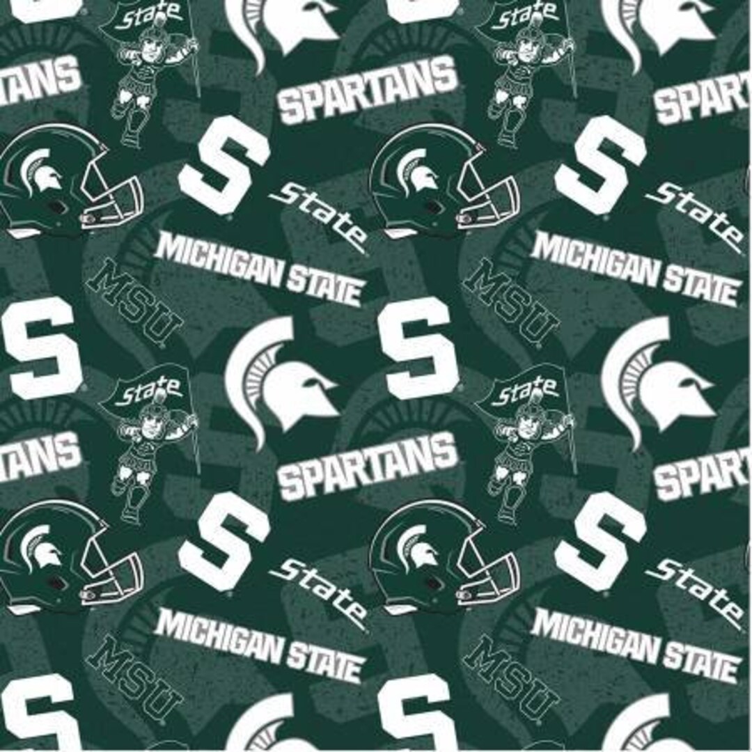 Michigan State Spartans Fabric 100% Cotton Tone on Tone Officially ...