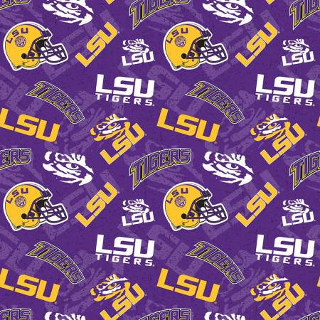 LSU Cotton Fabric Louisiana State Tigers 100% Cotton Tone on Tone ...
