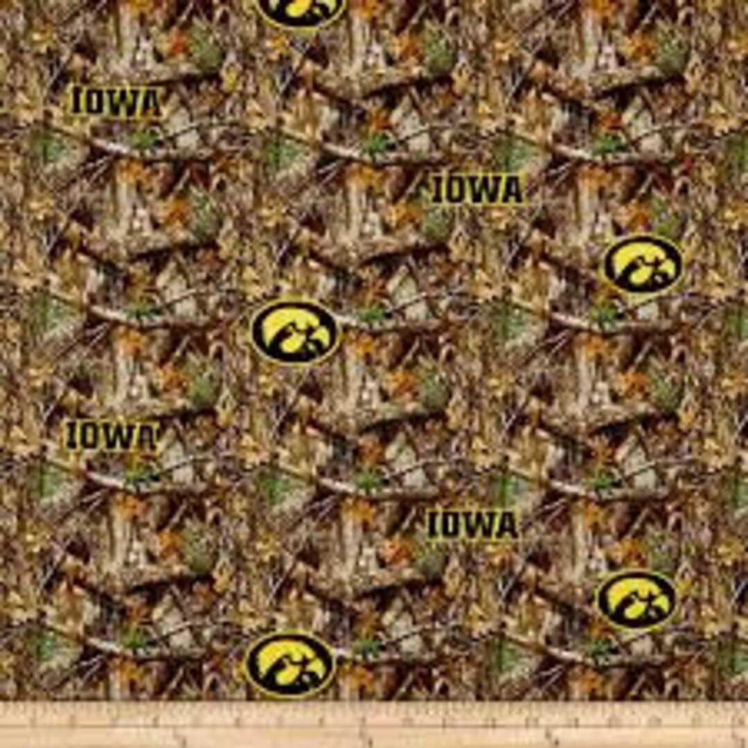 University of Iowa Hawkeyes Camo Fabric 100% Cotton PRECUT End of Bolt ...