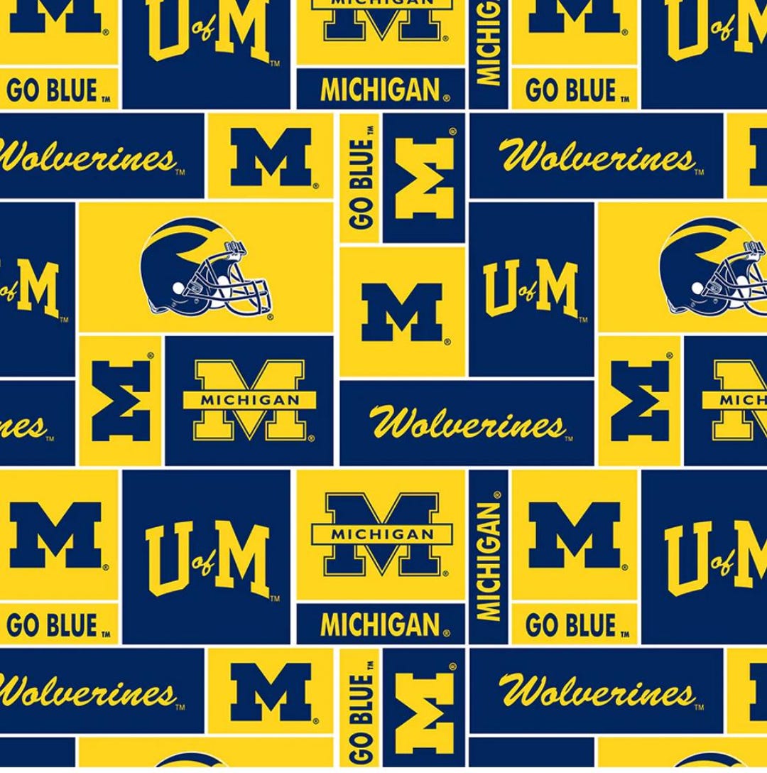 University of Michigan U of M Licensed FLEECE Fabric. Wolverines ...