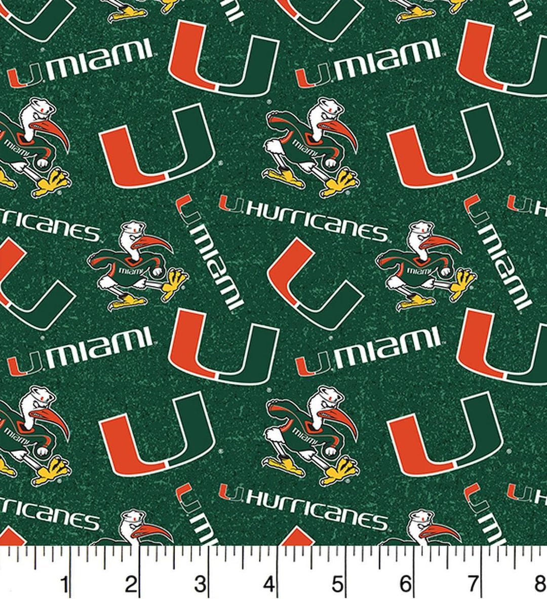 University of Miami Tone on Tone 100% Cotton Officially Licensed - Etsy