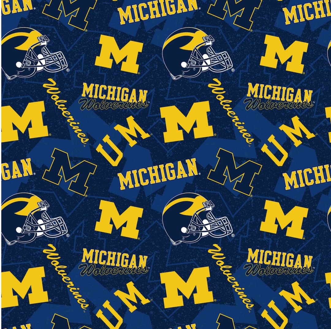University of Michigan Wolverines Fabric 100% Cotton Tone on Tone ...