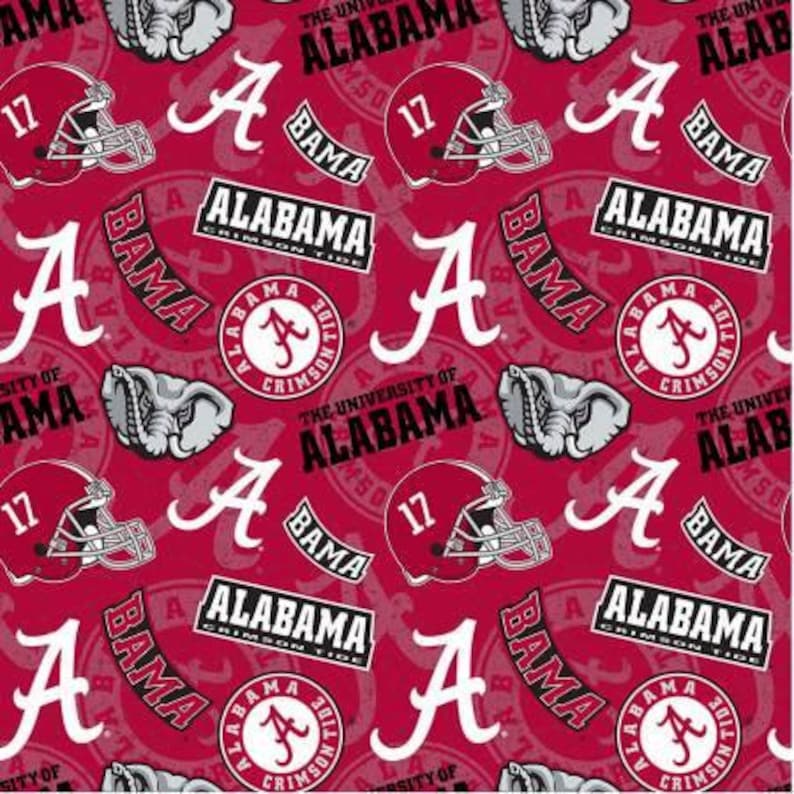 Alabama Bama Fabric Crimson Tide Tone on Tone 100% Cotton Officially ...