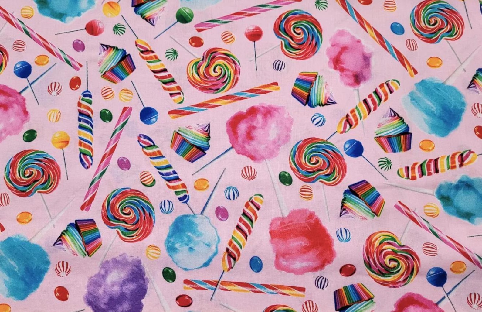 Rainbow Candy Mixed Fabric 100% Cotton Cotton Candy, Suckers, Lollipop ...