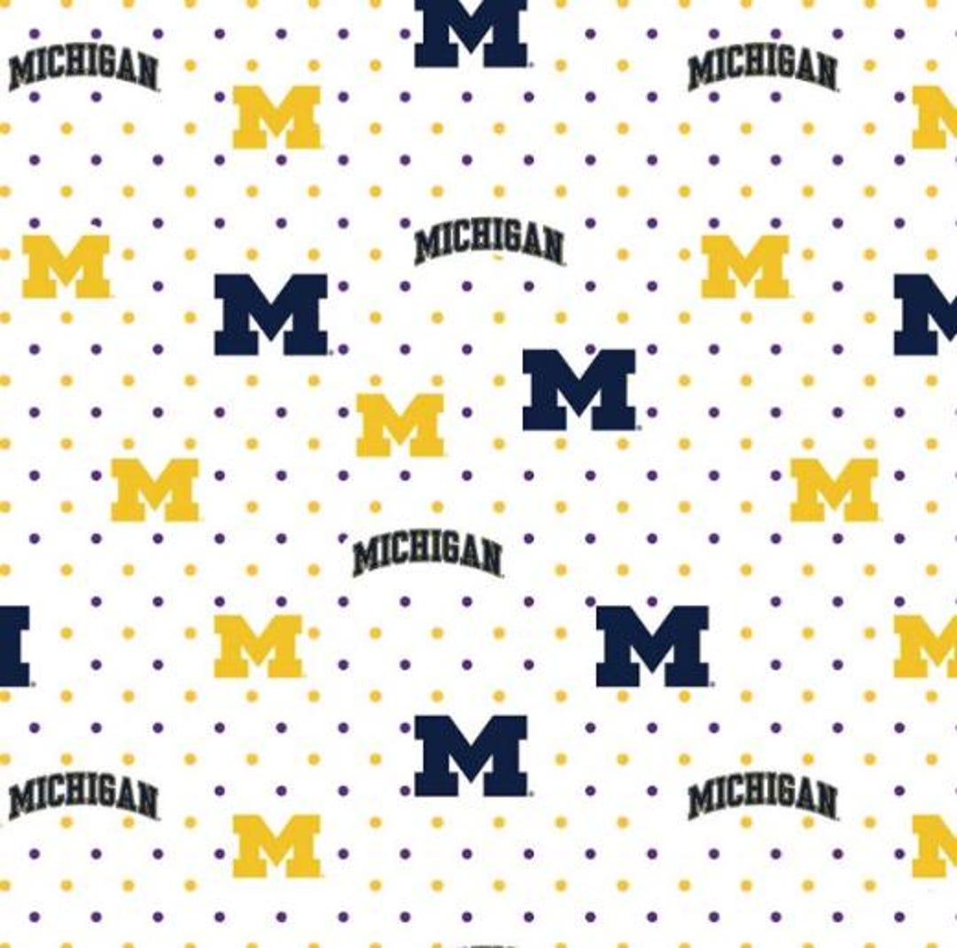 University of Michigan Wolverines Fabric 100% Cotton Dot Officially ...