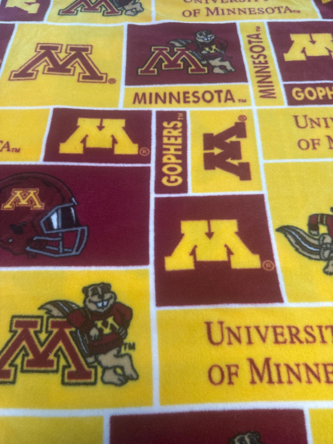 University of Minnesota Golden Gophers Licensed FLEECE Fabric. - Etsy