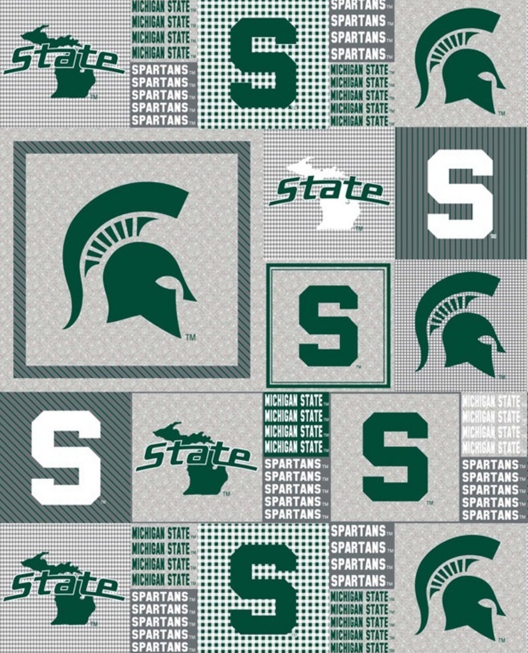 Michigan State Spartans Heathers Grey Licensed FLEECE Fabric. See ...