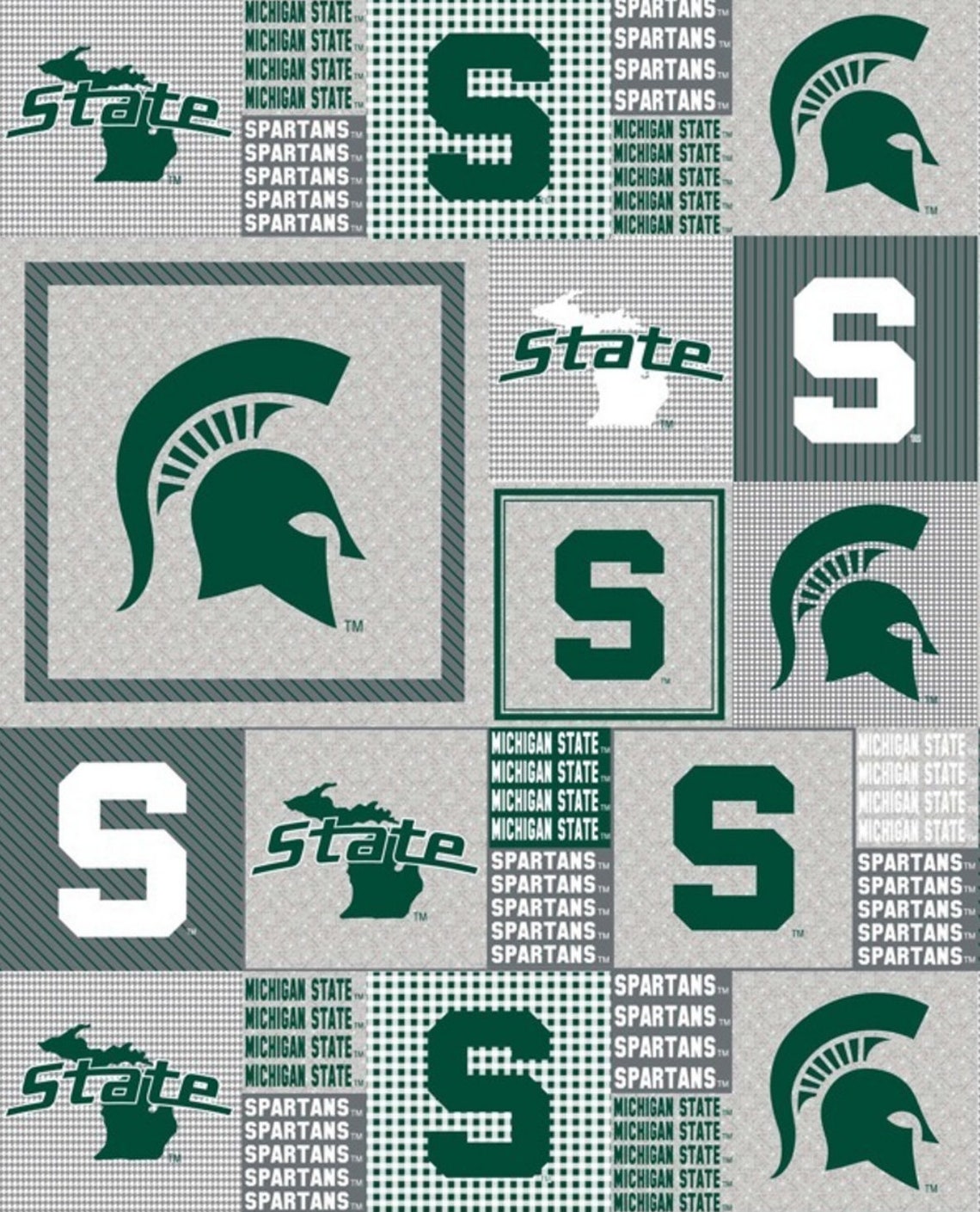 Michigan State Spartans Heathers Grey Licensed FLEECE Fabric. See ...