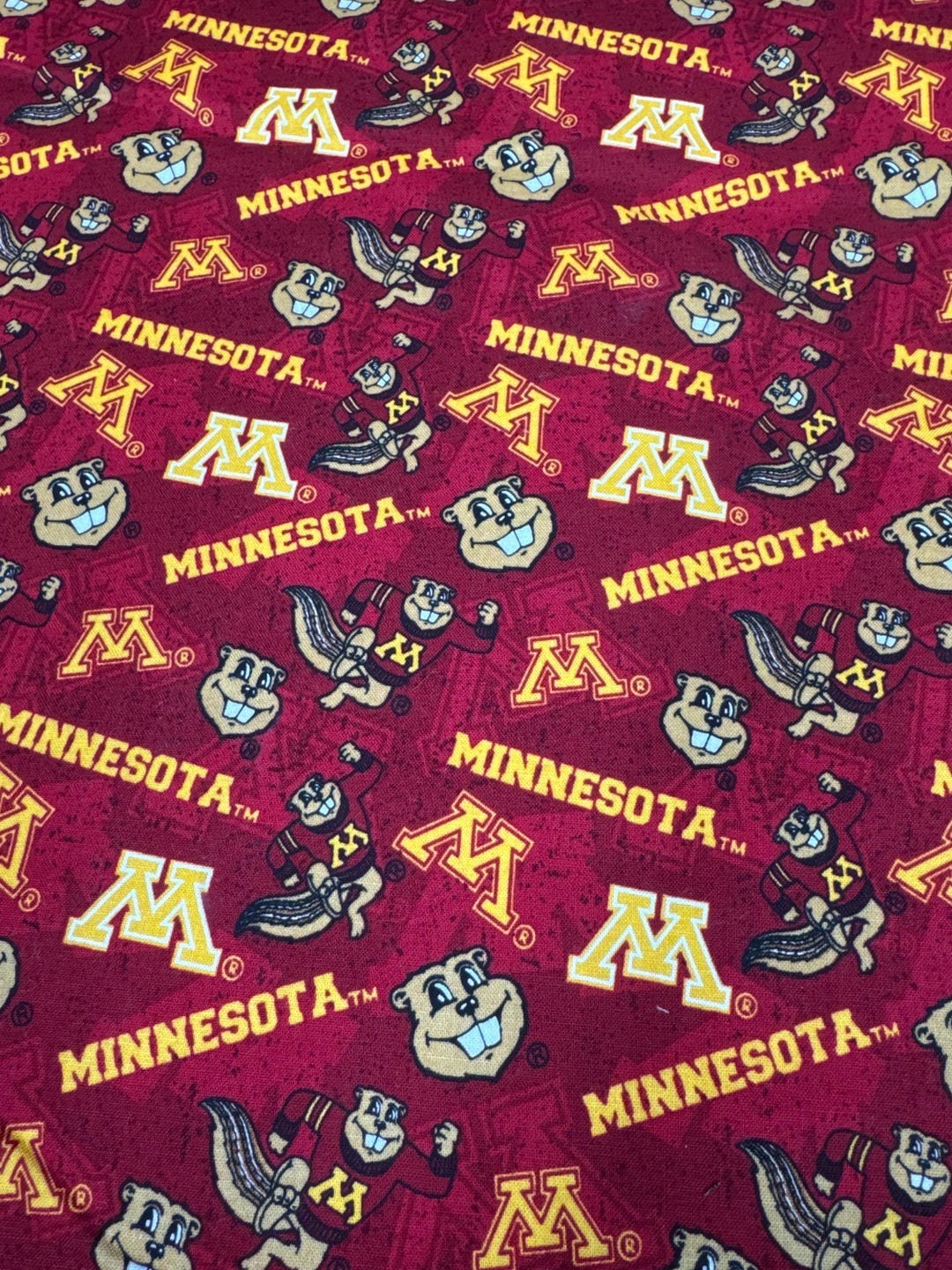 University of Minnesota State 100% Cotton Golden Gophers Tone on Tone ...