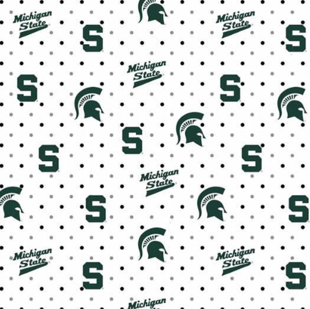 Michigan State Spartans Fabric 100% Cotton White Dot Swiss Pin Dot ...