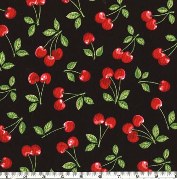 Black Cherry Print Fabric - Etsy