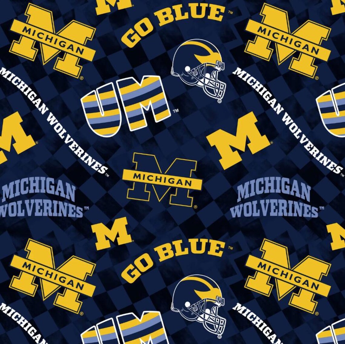 University of Michigan Wolverines Fabric 100% Check Allover - Etsy