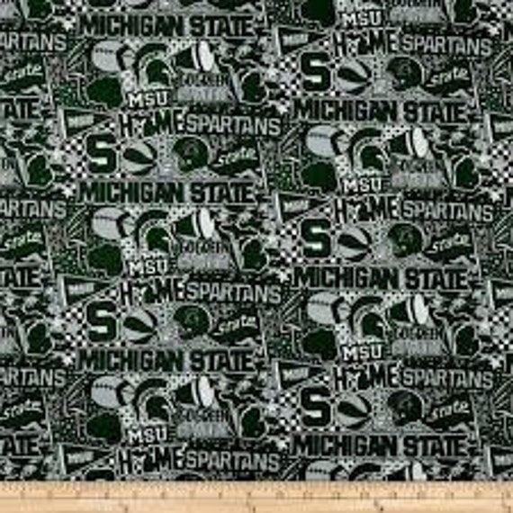 Michigan State Spartans pop art Fabric 100% Cotton Ships in 1 | Etsy