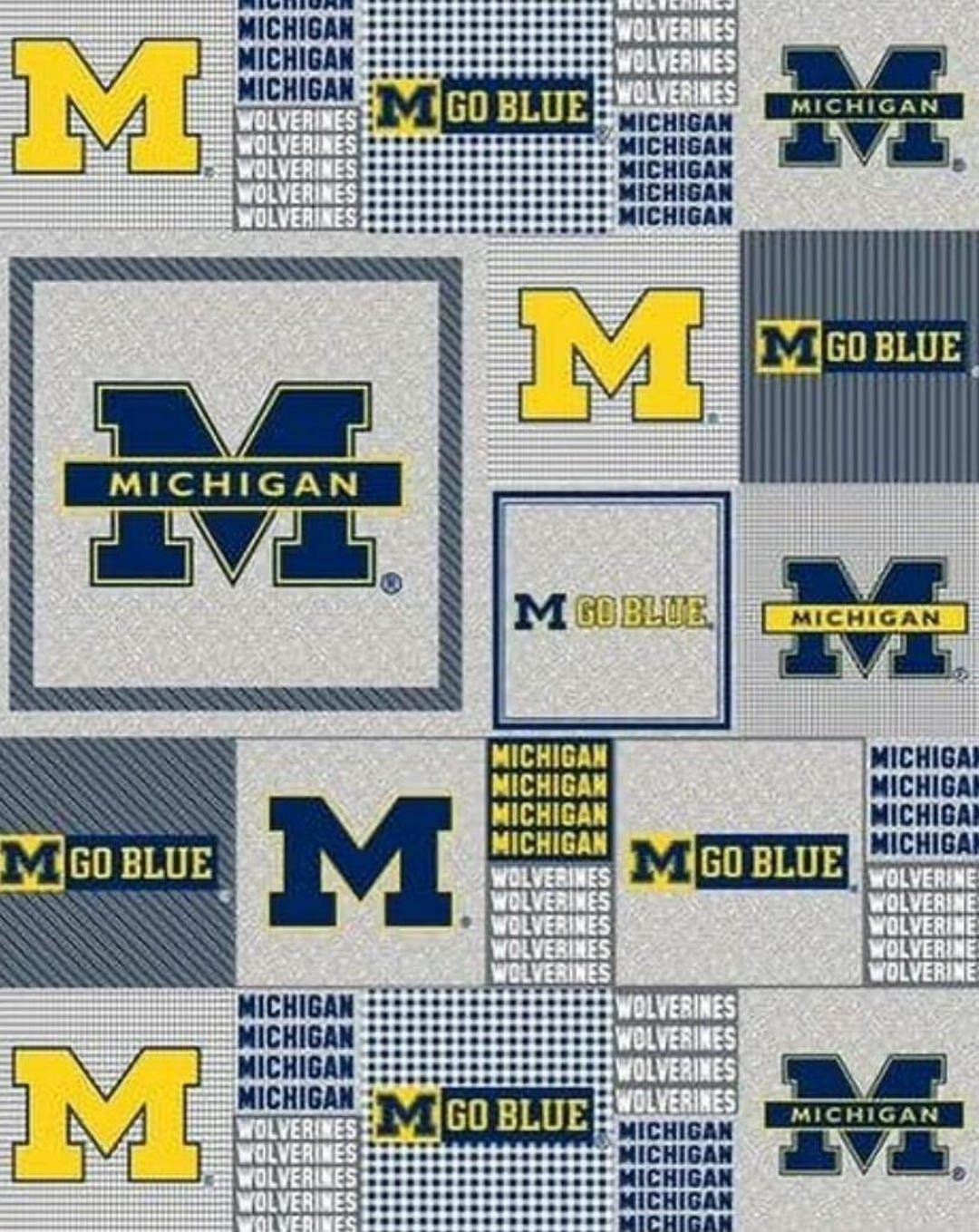 University of Michigan U of M Licensed FLEECE Fabric. Wolverines ...