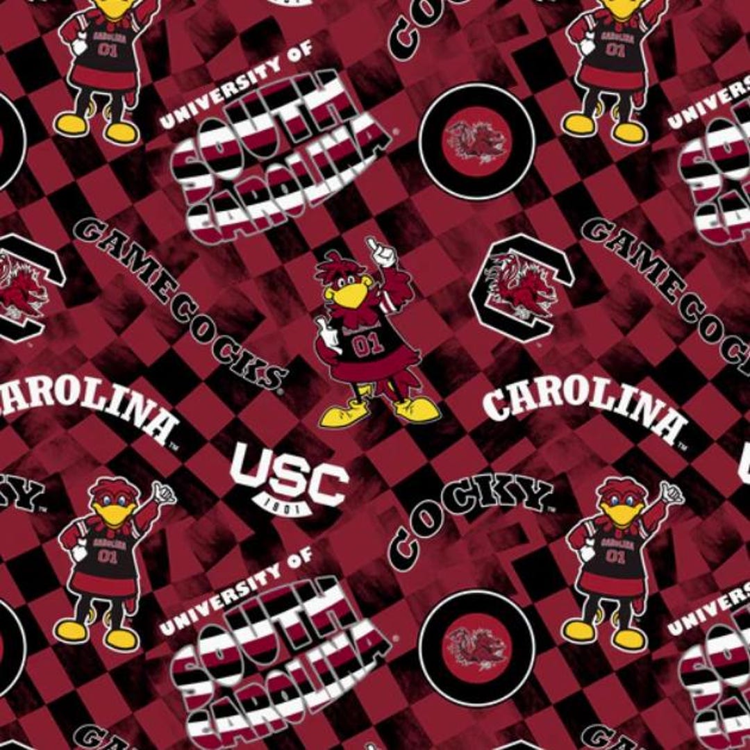 USC Gamecocks South Carolina Cotton Fabric 100% Check Allover ...