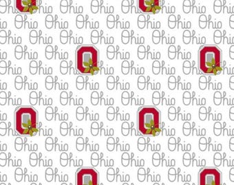 OSU Tone on Tone Cotton Fabric Ohio State University Buckeyes 100% ...