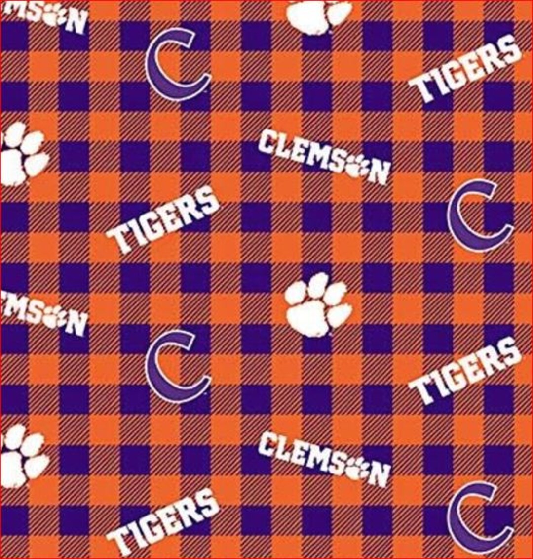 Clemson Tigers Buffalo Plaid Fabric 100% Cotton Officially Licensed - Etsy