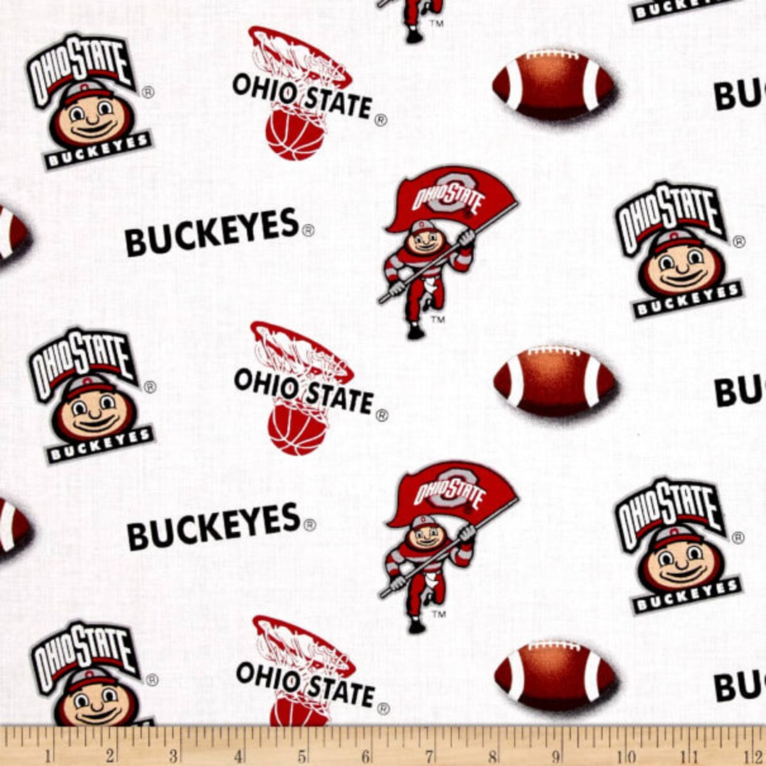 OSU White Cotton Fabric Ohio State University Buckeyes 100% Cotton ...