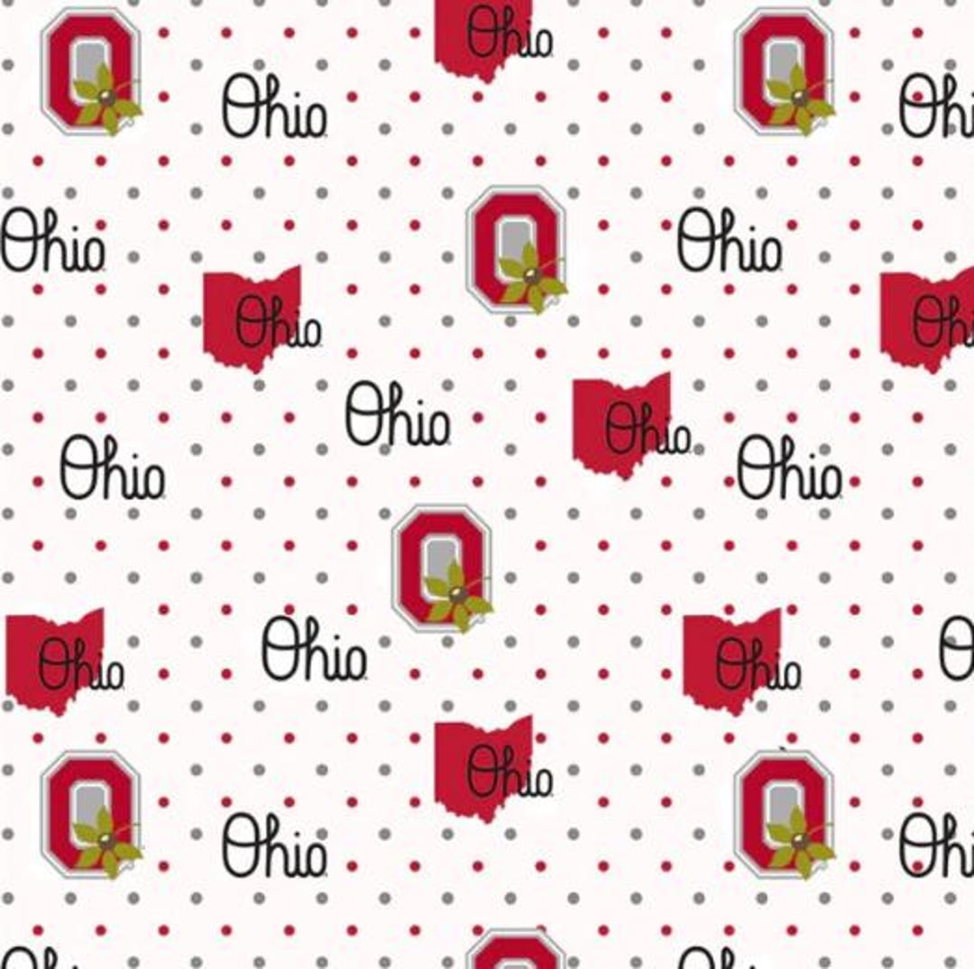 OSU White Dot Cotton Fabric Ohio State University Buckeyes 100% Cotton ...