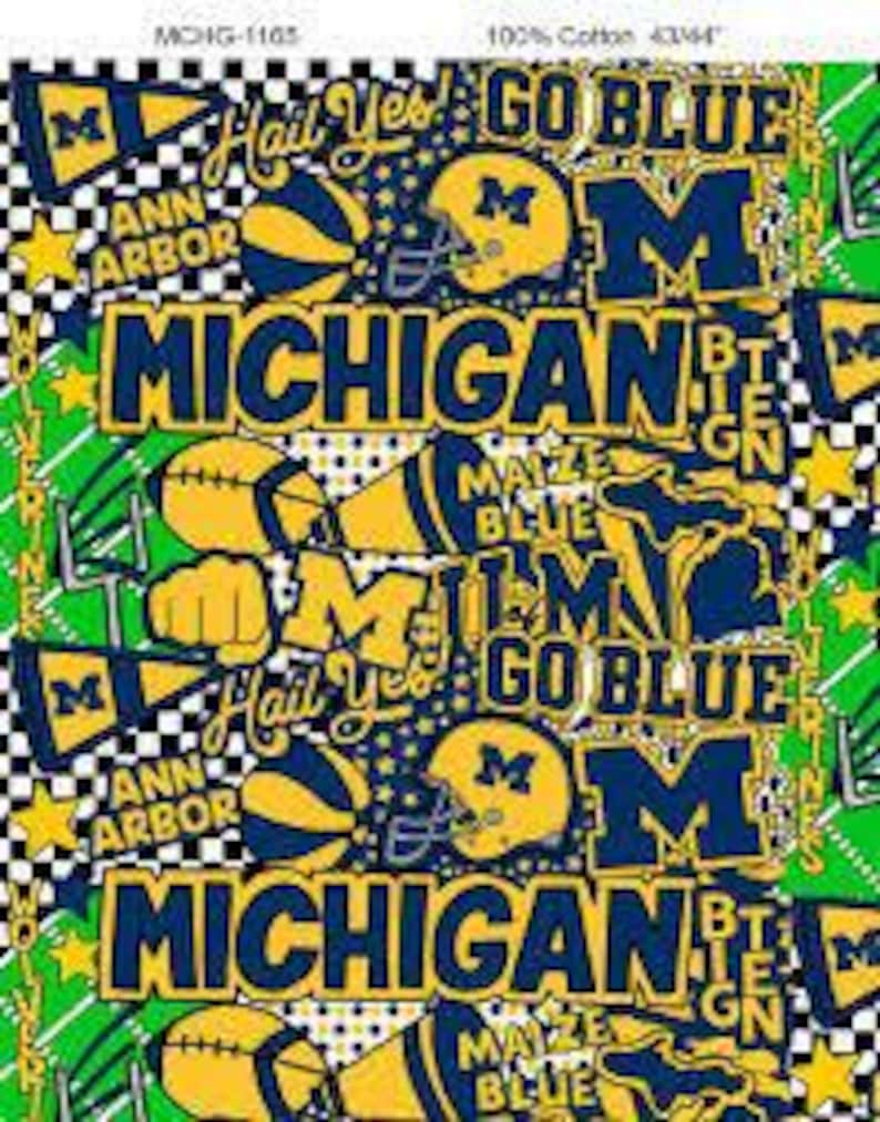 University of Michigan Wolverines Fabric 100% Cotton - Etsy