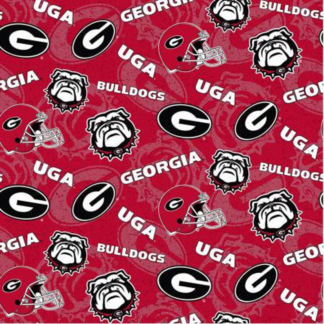 University of Georgia UGA Bulldogs NCAA Tone on Tone Fabric 100% Cotton ...