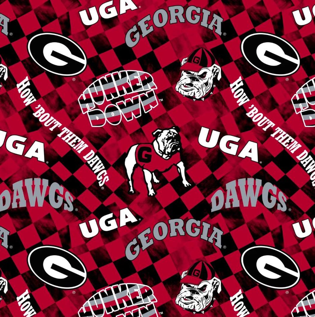 University of Georgia UGA Bulldogs Fabric 100% Cotton Check Allover ...