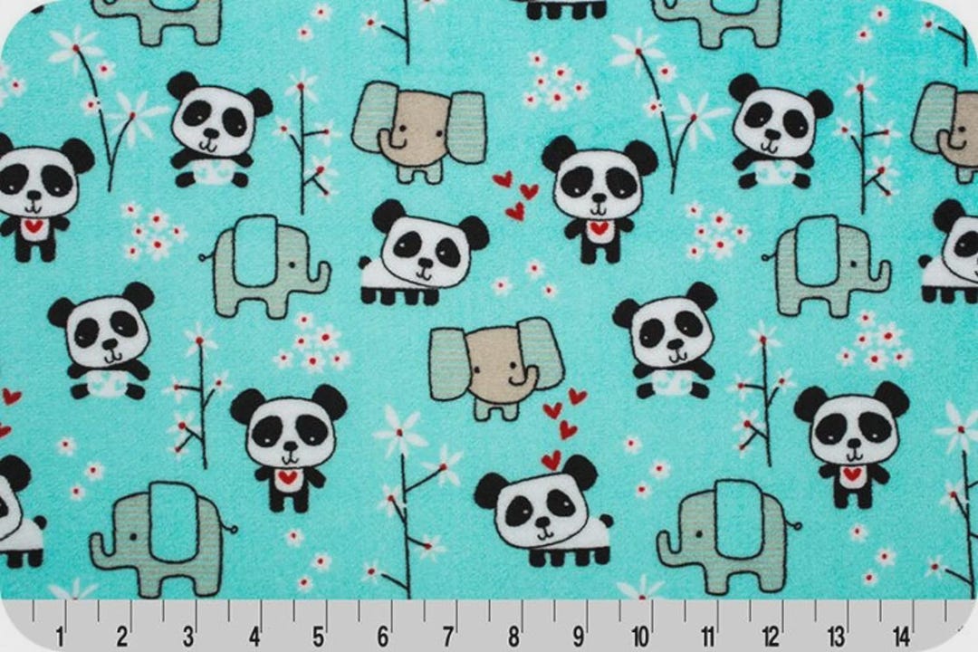 Shannon Fabrics Panda Aruba Turquoise Elephant Minky Fabric by the Yard ...