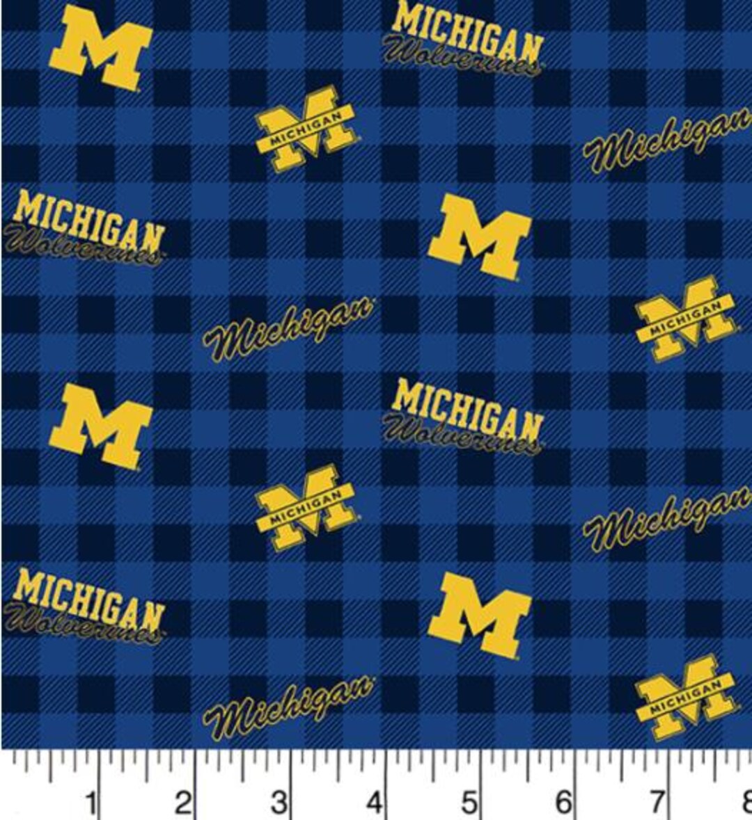 University of Michigan Wolverines Fabric 100% Cotton Buffalo Plaid ...