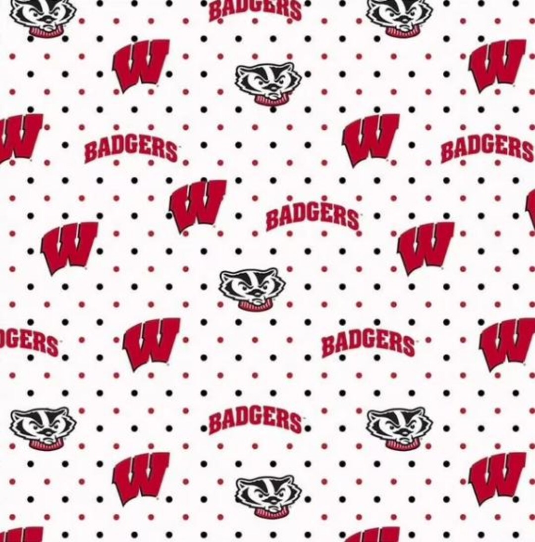 Wisconsin Badgers 100% Cotton Pin Dot White Officially Licensed - Etsy