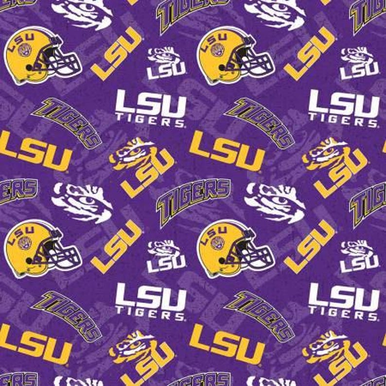 LSU Cotton Fabric Louisiana State Tigers 100% Cotton Tone on Tone ...