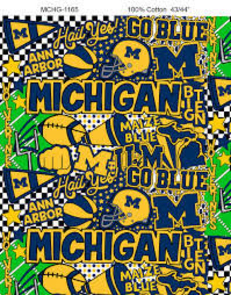 University of Michigan Wolverines Fabric 100% Cotton PRECUT | Etsy