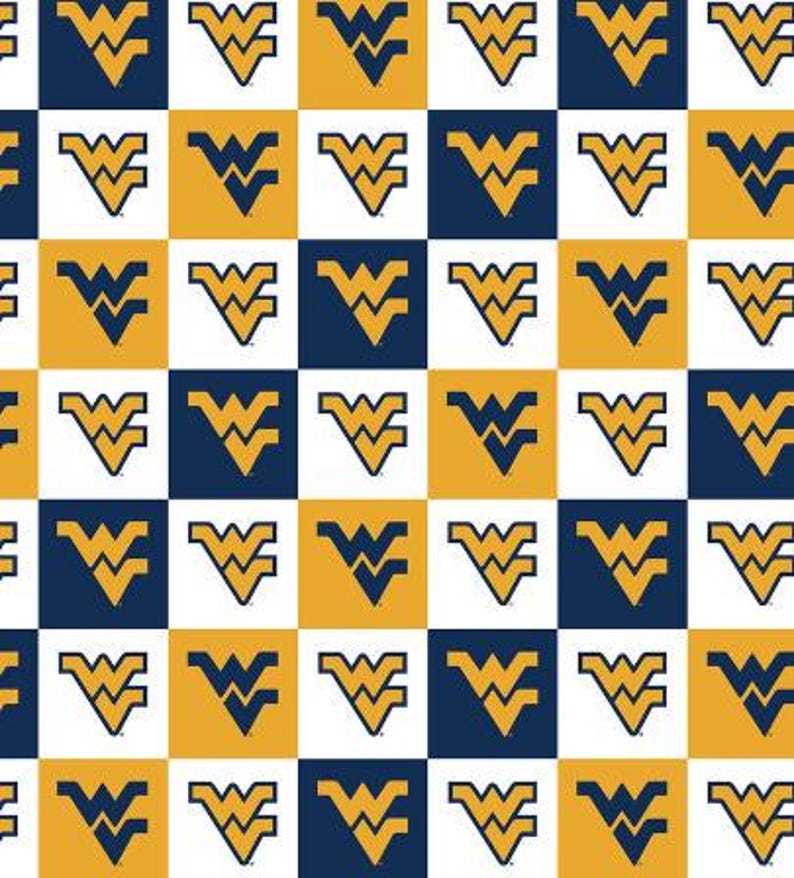 West Virginia Mountaineers 100% Cotton Fabric Check OOP Officially ...