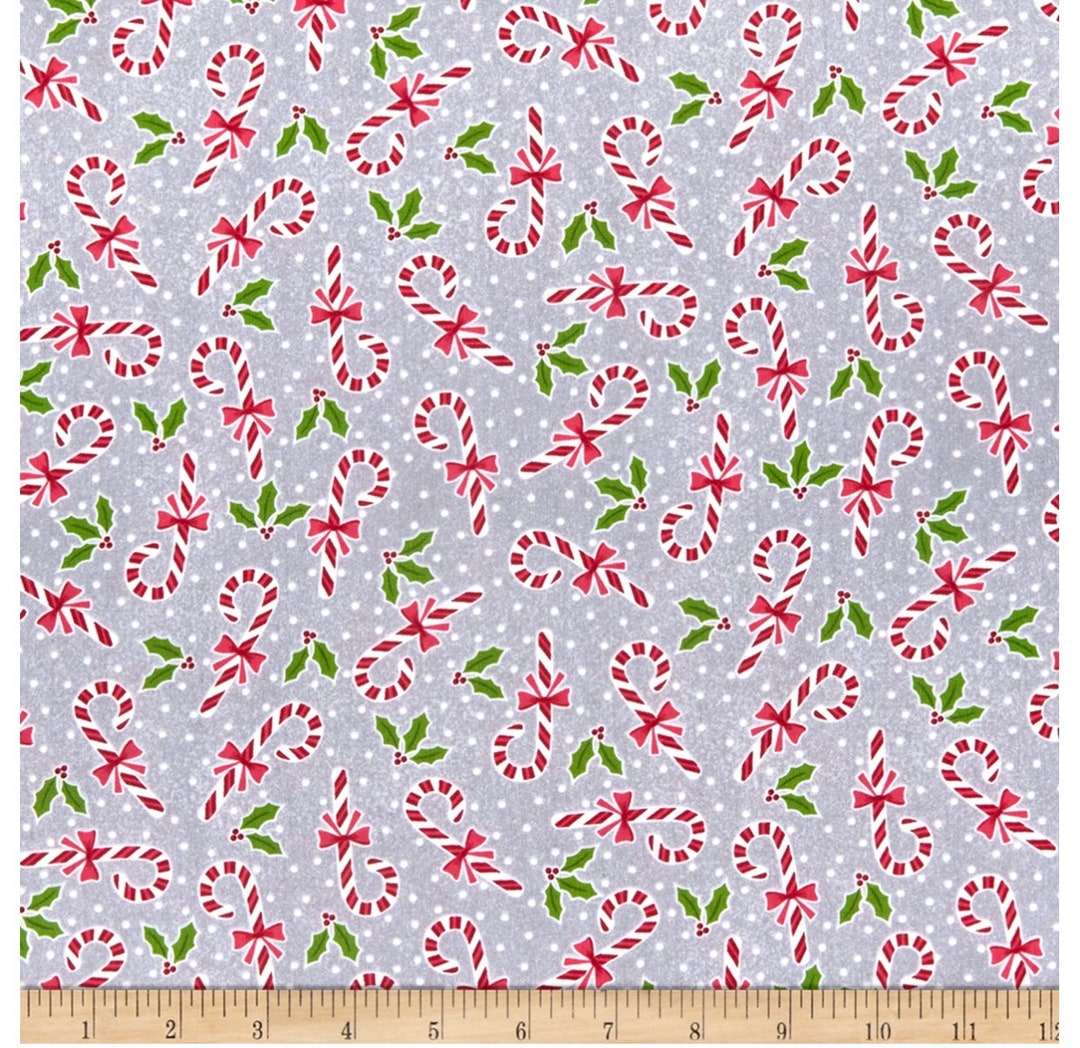 Candy Canes Christmas Cotton Fabric 100% Cotton - Etsy