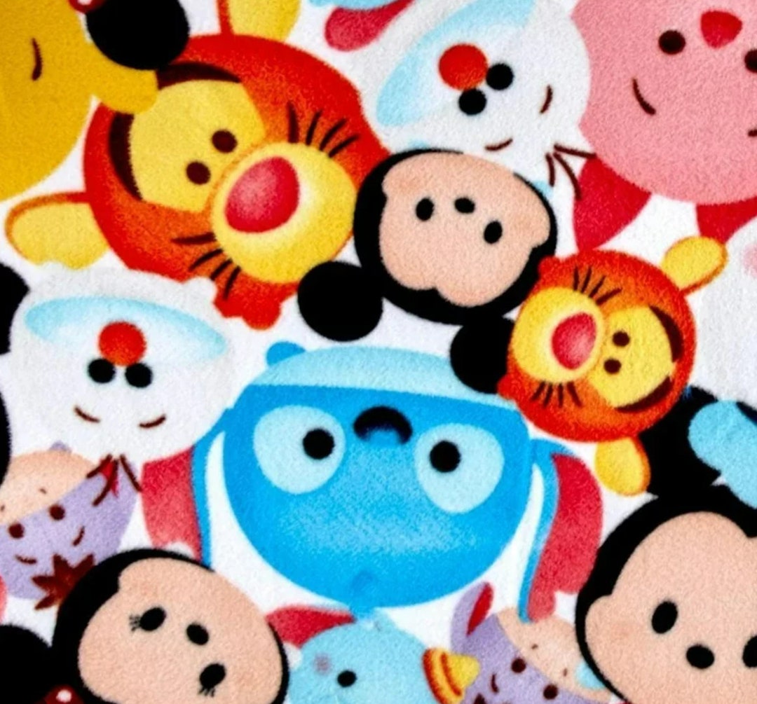 Disney Tsum Tsum Stitch Eeyore Mickey Tigger Licensed FLEECE Fabric ...