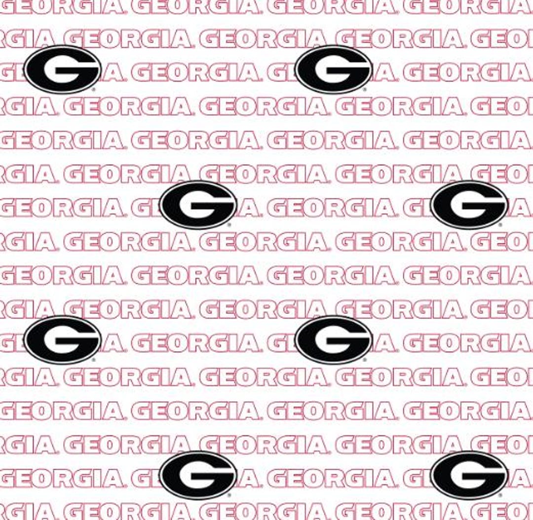 University of Georgia UGA Bulldogs NCAA Fabric 100% Cotton Block White ...