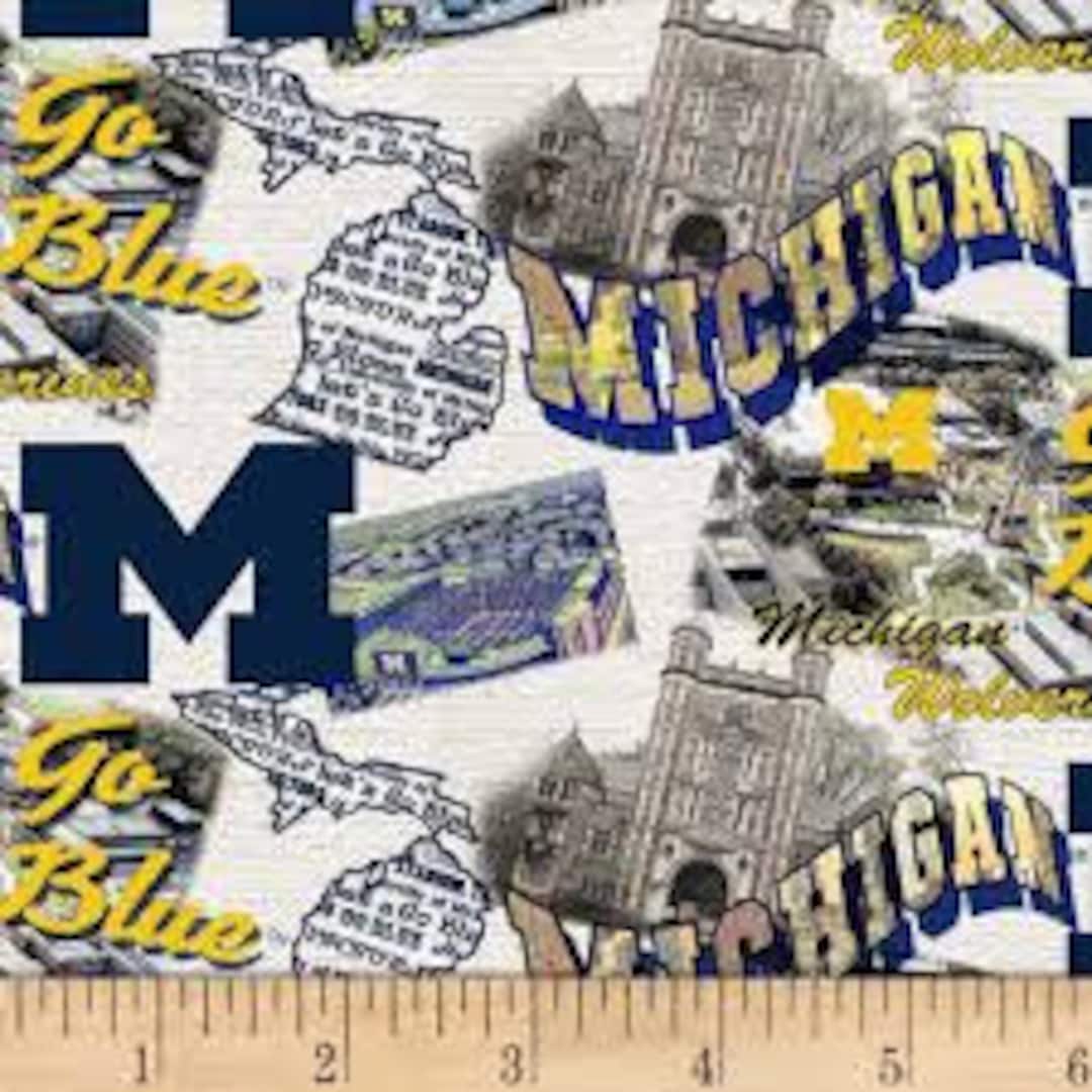 University of Michigan Wolverines Fabric 100% Cotton Officially ...