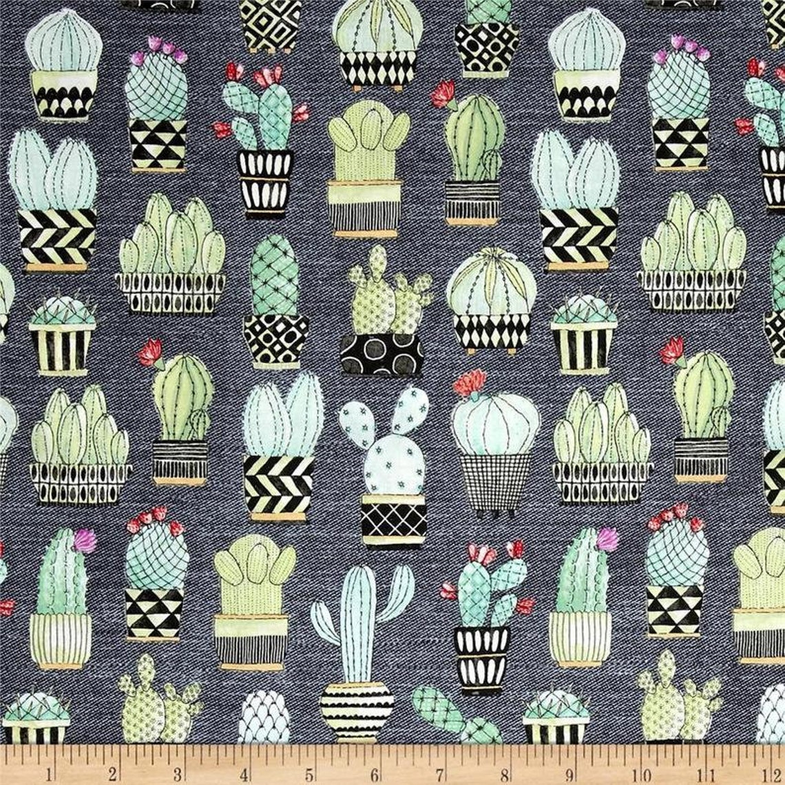Cactus Cotton Fabric 100% Cotton Ships in 1 Business Day | Etsy