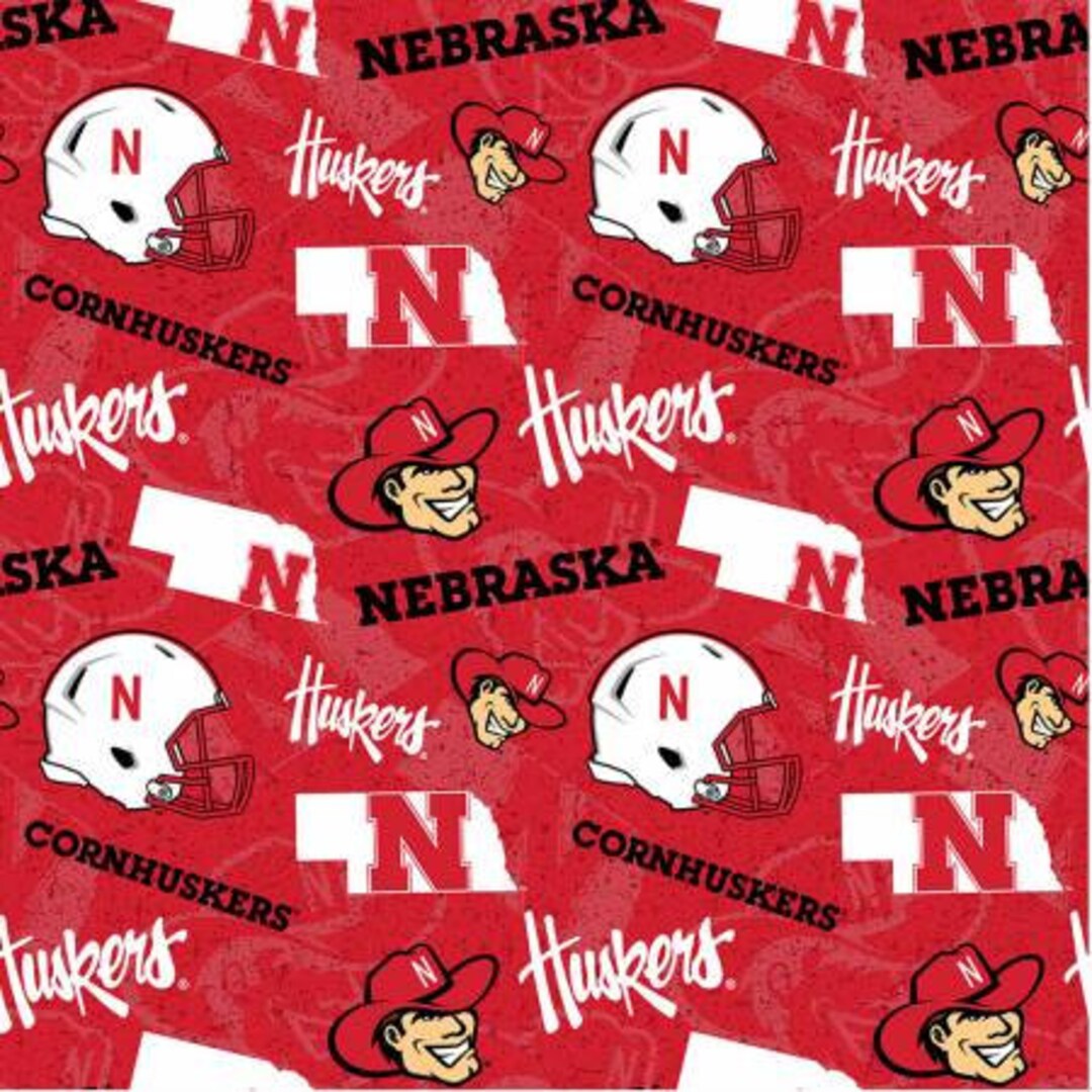 University of Nebraska Huskers Fabric 100% Cotton Tone on Tone ...