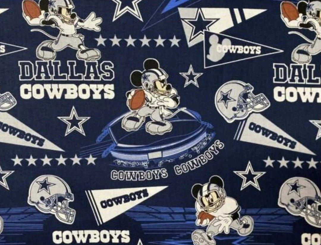 Mickey Mouse Dallas Cowboys Cotton Fabric 100% Cotton Officially ...