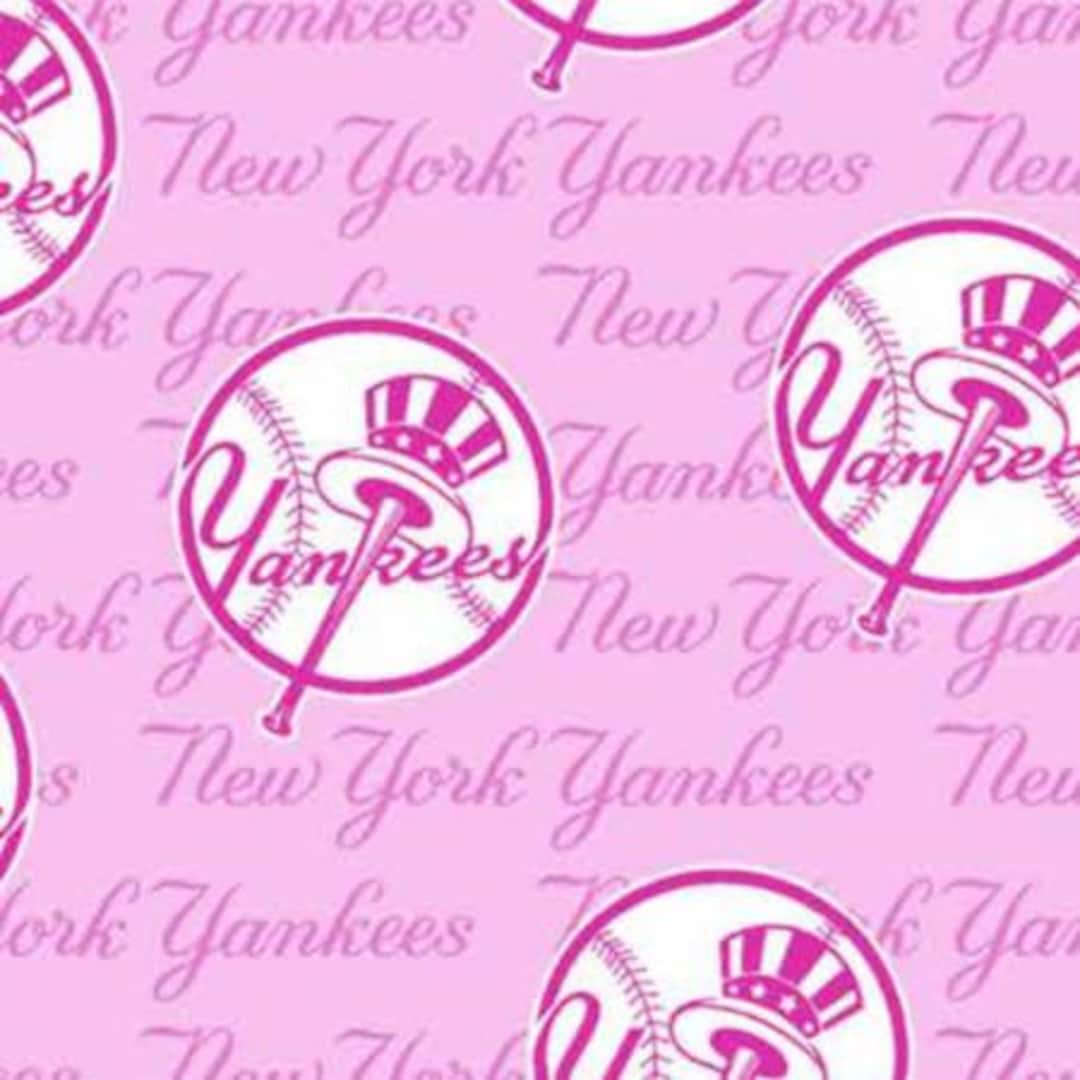 Pink New York Yankees Baseball Fabric 100% Cotton Officially Licensed ...