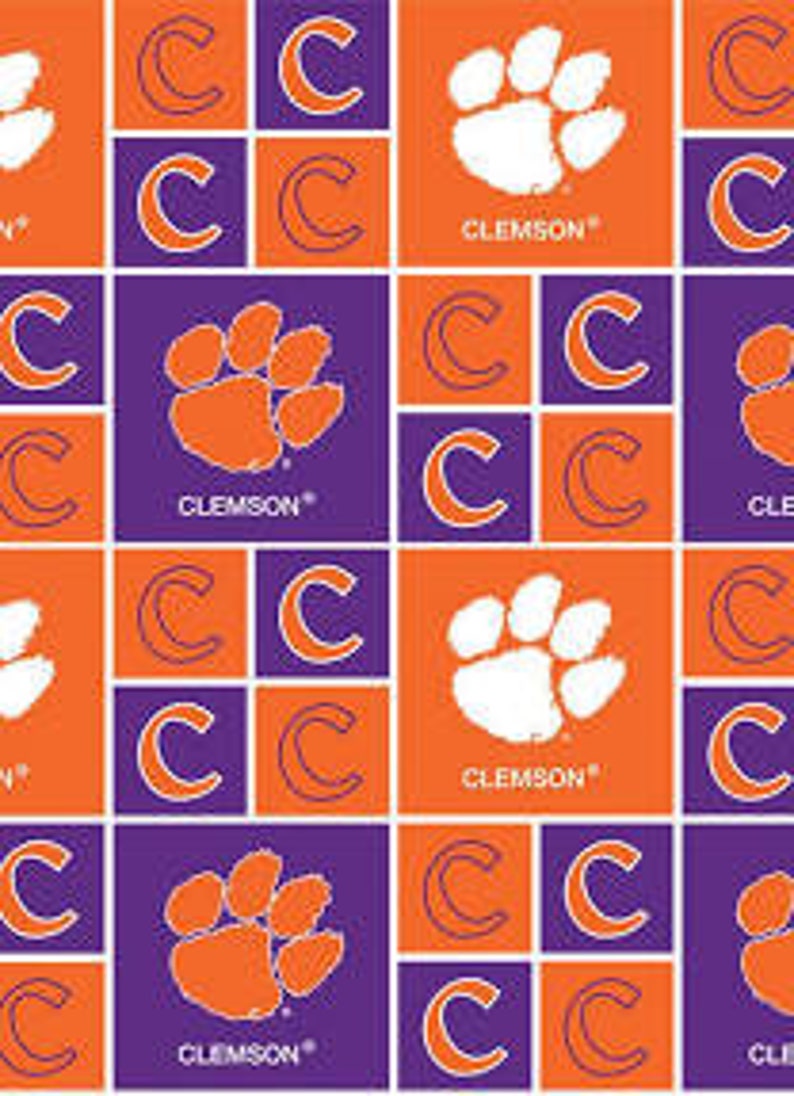 Clemson Tigers Geometric Block Fabric 100% Cotton Officially Licensed ...