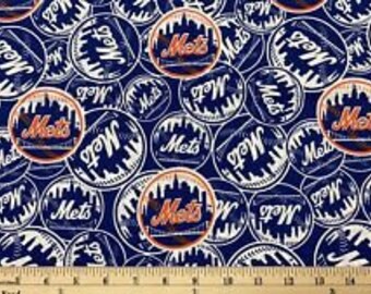 New York Mets Blue & Orange Fabric 18 X 44 100% Cotton . - Etsy